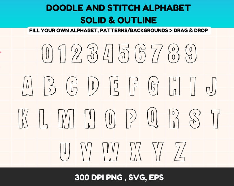 Blank Doodle Font Svg, Doodle Font Png, Doodle Alphabet Svg, Doodle ...