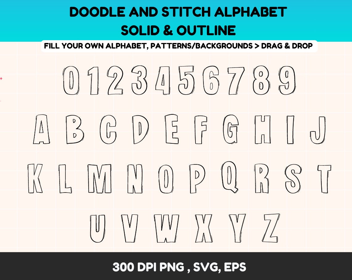 Blank Doodle Font Svg, Doodle Font Png, Doodle Alphabet Svg, Doodle ...