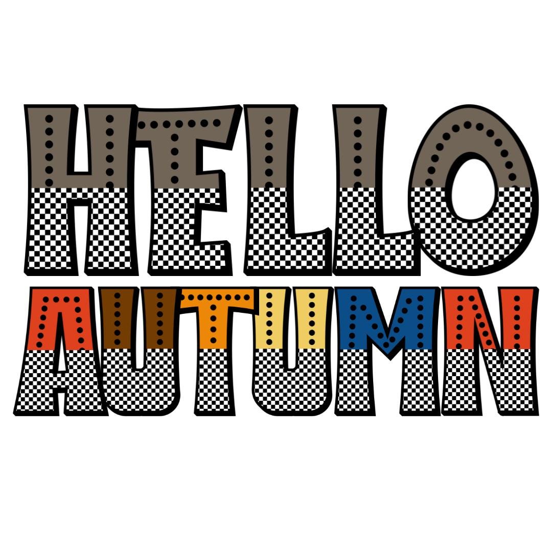 Autumn Half Checkered Black Dot Doodle Font : Bright Fall School ...