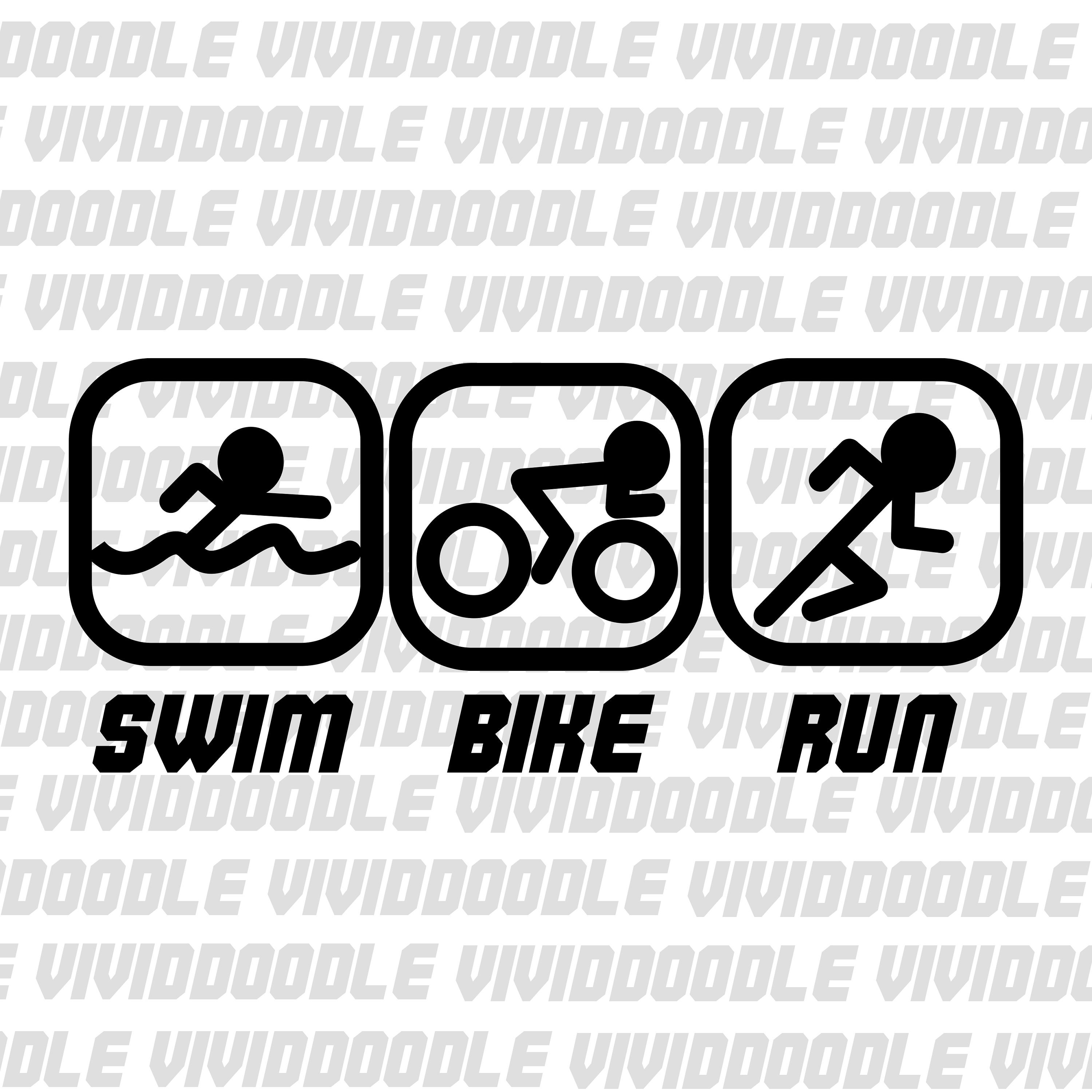 Swim Bike Run Figure Triathlon With Text Svg Digital Download - Etsy