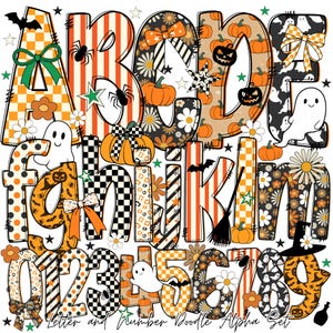 Spooky Halloween Alphabet Letters | Doodle Alpha Font Letter and Number ...