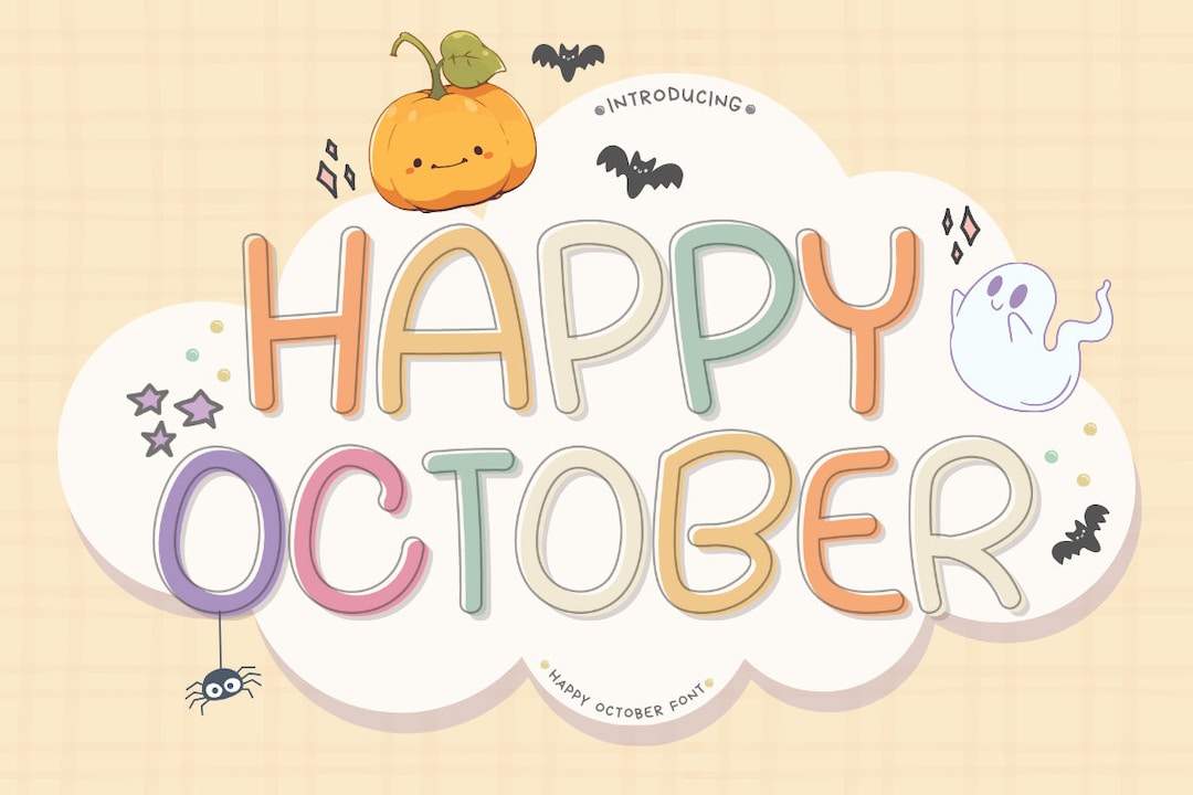 Happy October Bubble Font Procreate, Cute Fonts for Cricut, Font Bundle ...