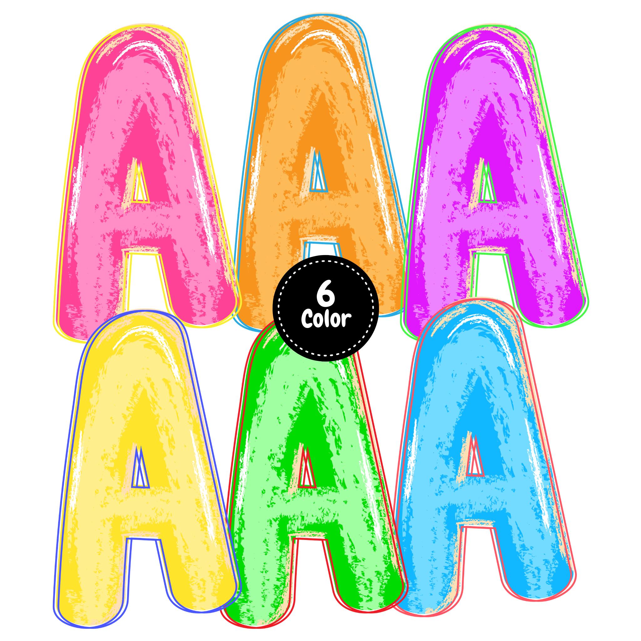 Vibrant School Alphabet Doodle Letters | Neon Girly Alphabet | Preppy ...