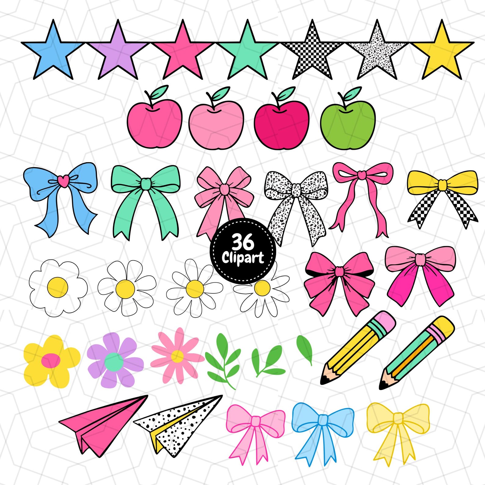 Preppy Back to School Png Bundle Alphabet | Doodle Alpha Font | First ...