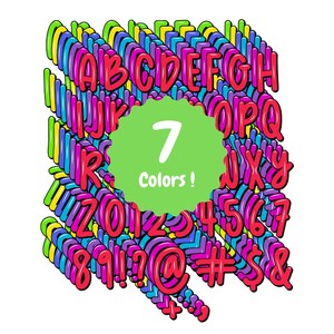 Neon Back to School Doodle Alphabet With Colorful Background : Bright ...