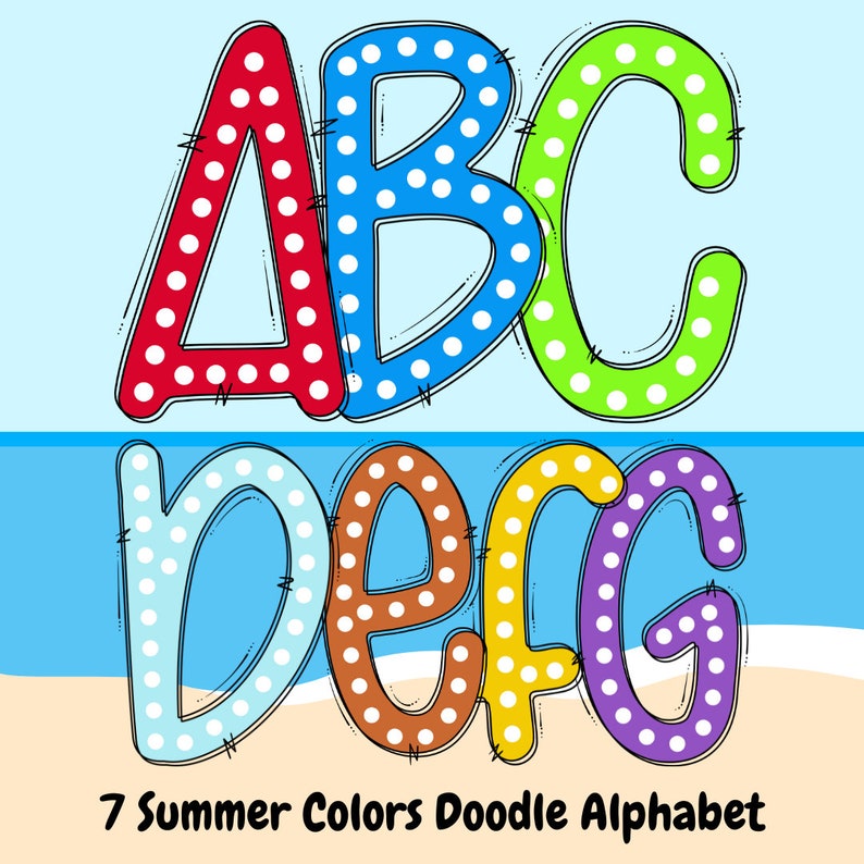Summer Beach Alphabet PNG: Hello Summer Dalmatian Dot Kindergarten ...
