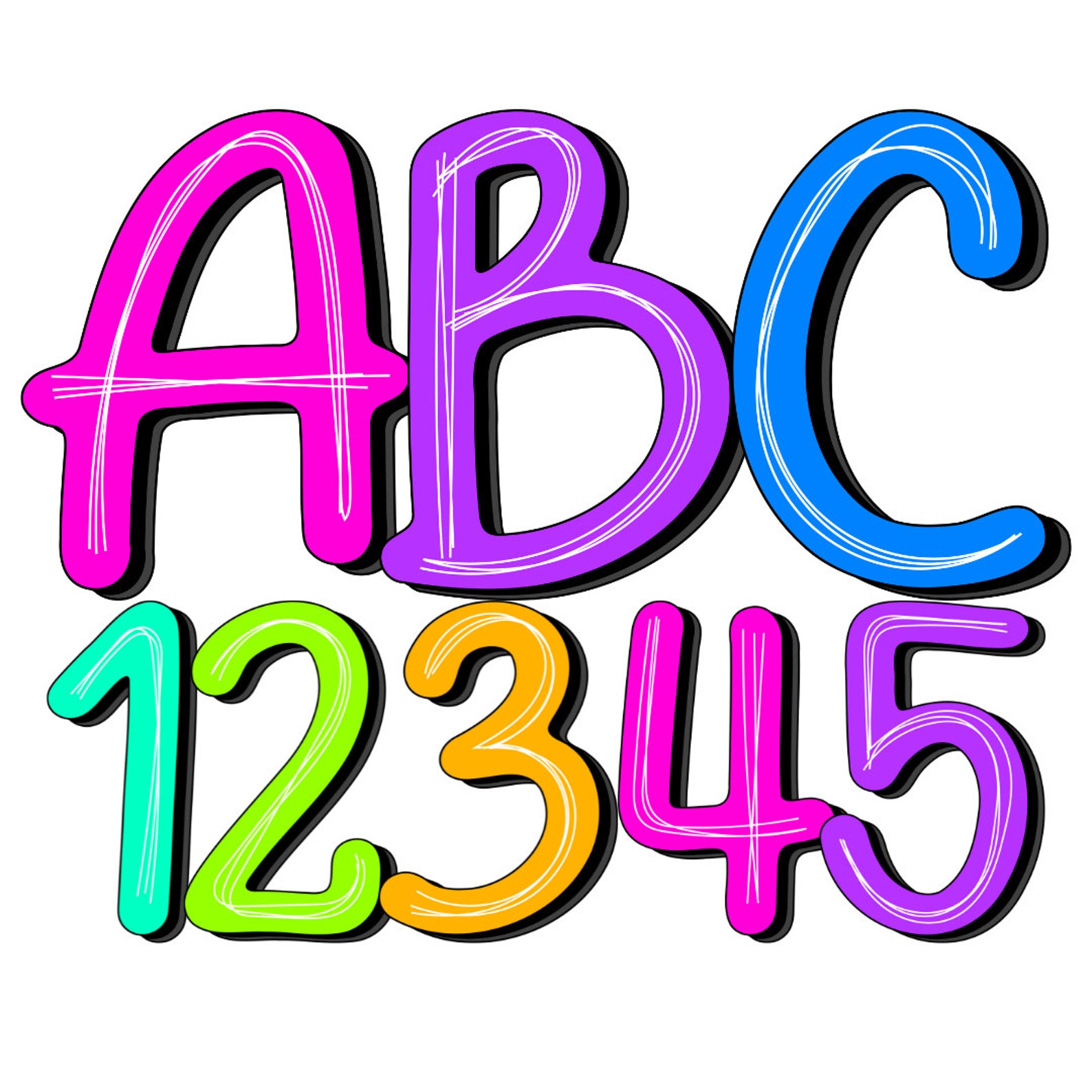 Neon Alpha Png, Alpha Sets Bundle, Scribble Alphabet Png, Scribble ...