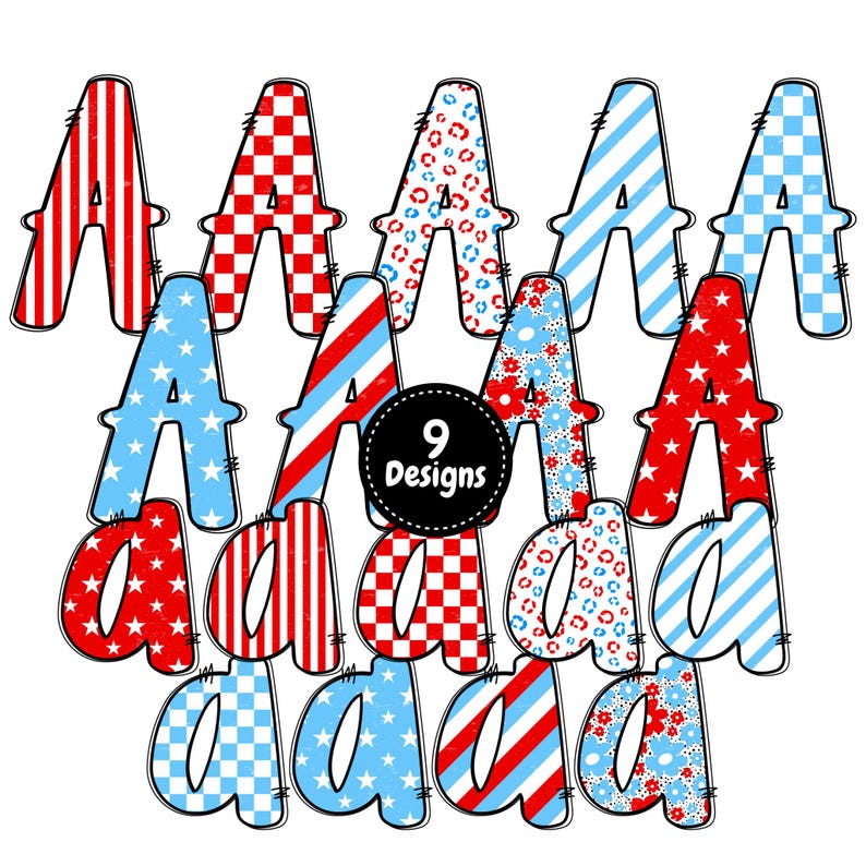 Doodle Alphabet American Flag | Patriotic American Flag Alphabet | Hand ...