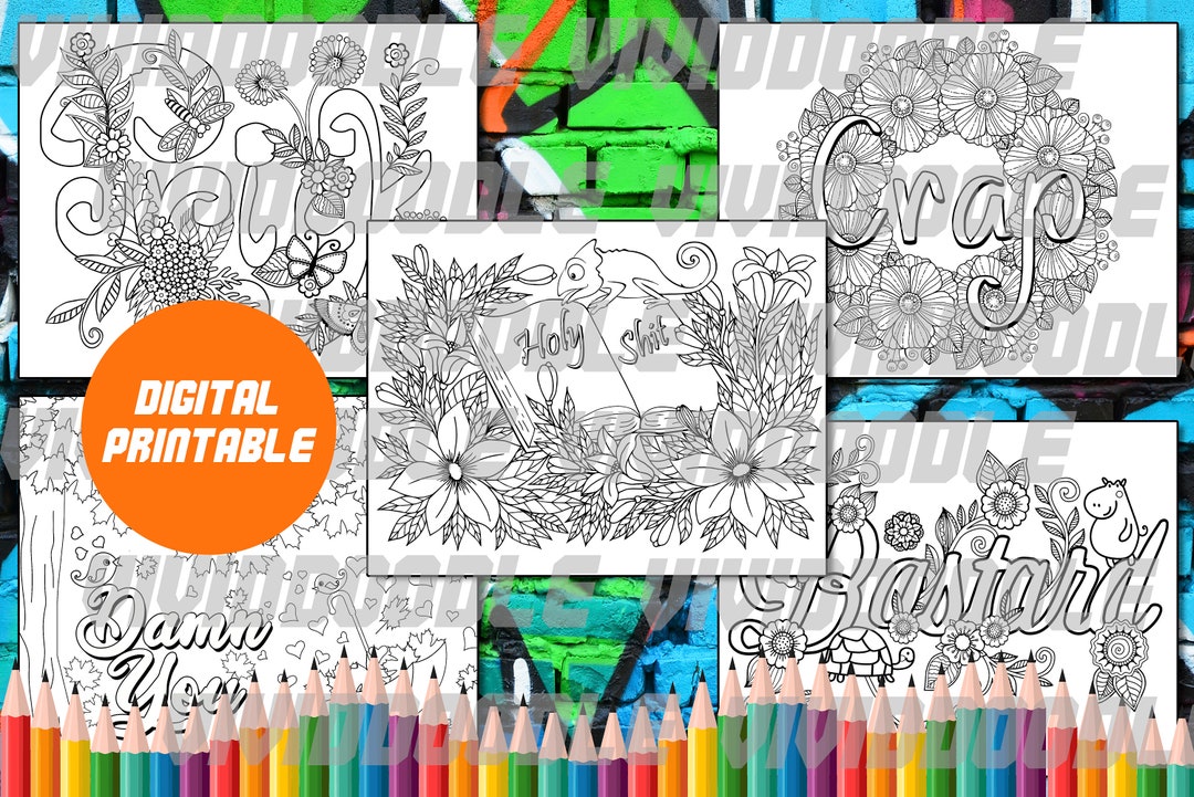 Animal Swear Word Coloring Page Digital Coloring Pages Clip Art Instant ...
