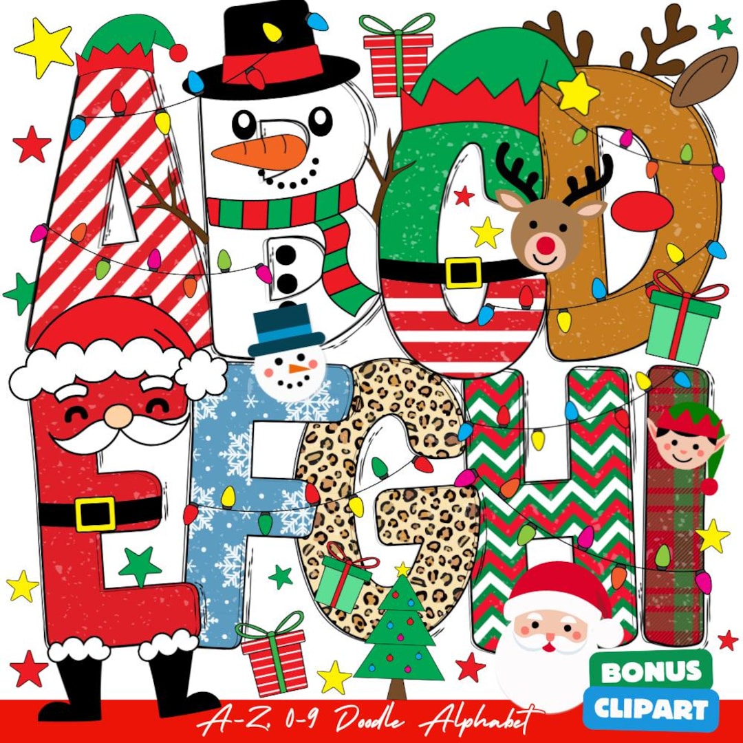 Doodle Christmas Letters Png, Christmas Doodle Letters, Alphabet ...