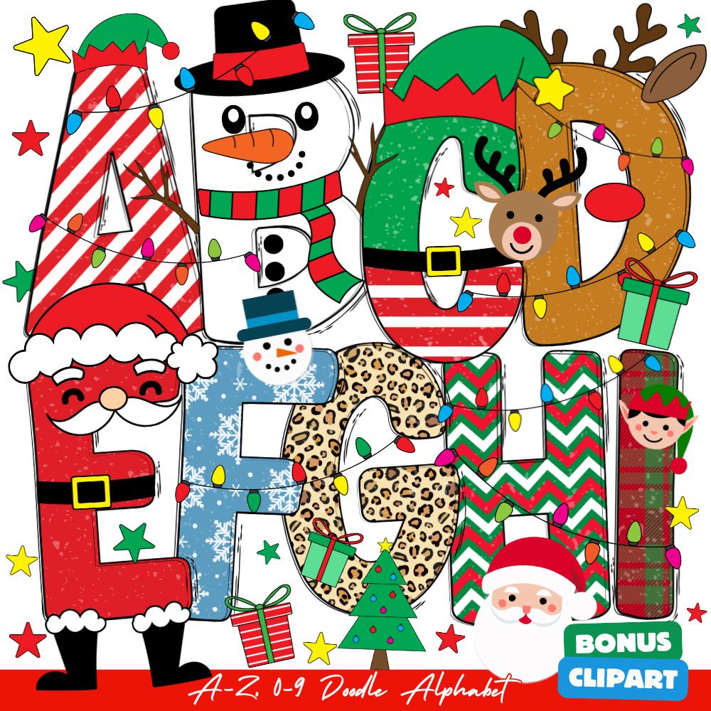 Doodle Christmas Letters Png, Christmas Doodle Letters, Alphabet ...