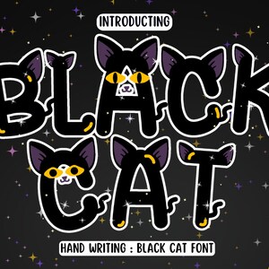 Black Cat Bubble Font Procreate, Cute Fonts for Cricut, Font Bundle for Canva, Fonts for Canva ...