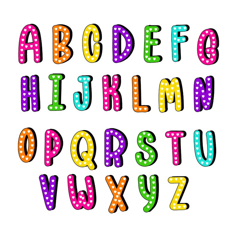 Heart Dalmatian Dots Png, Bright Alphabet Png, Alphabet and Number ...
