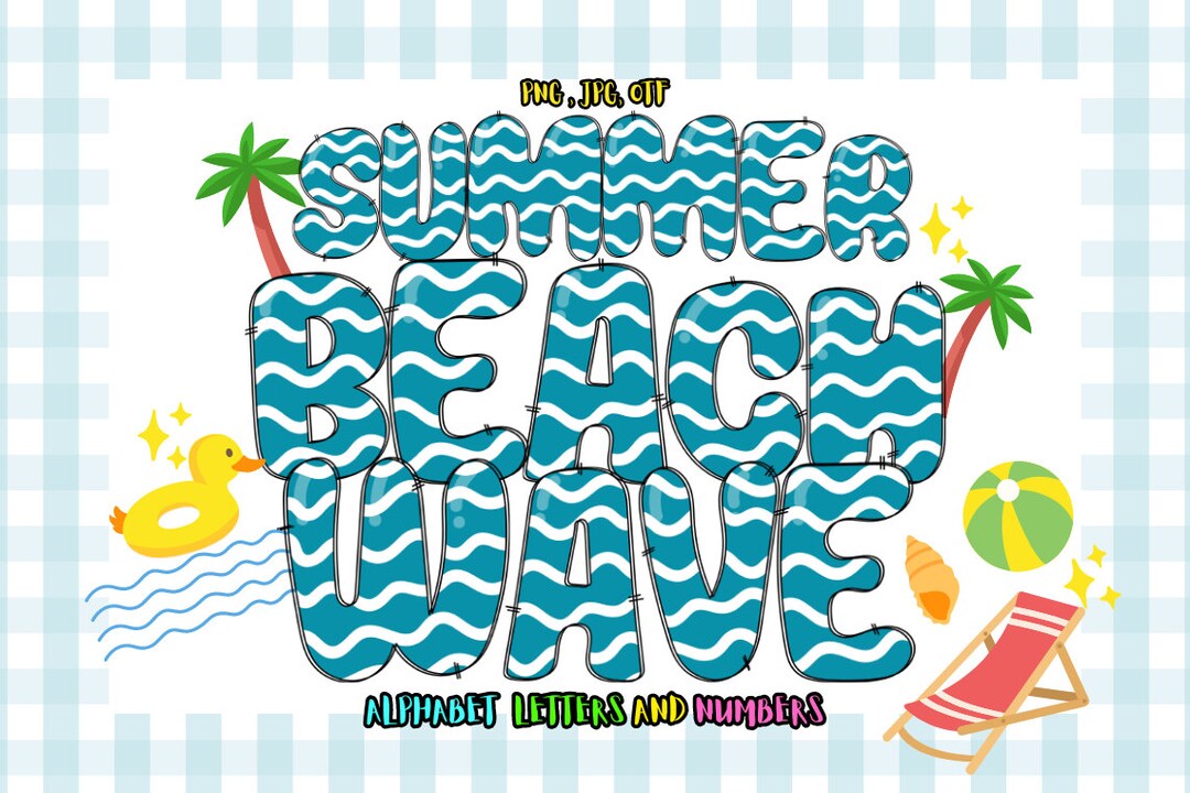 Wave Summer Font, Summer Alphabet Png, Beach Letters Strawberry, Doodle ...