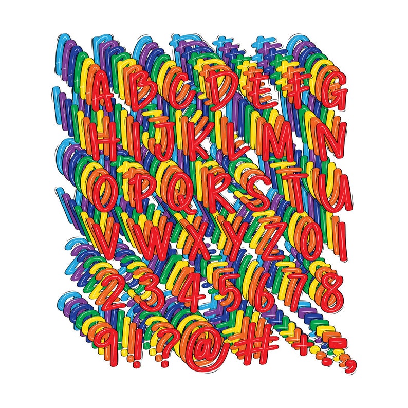 Scribble Alphabet Png, Doodle Alphabet Bundle Png, Bright 7 Alpha Set ...