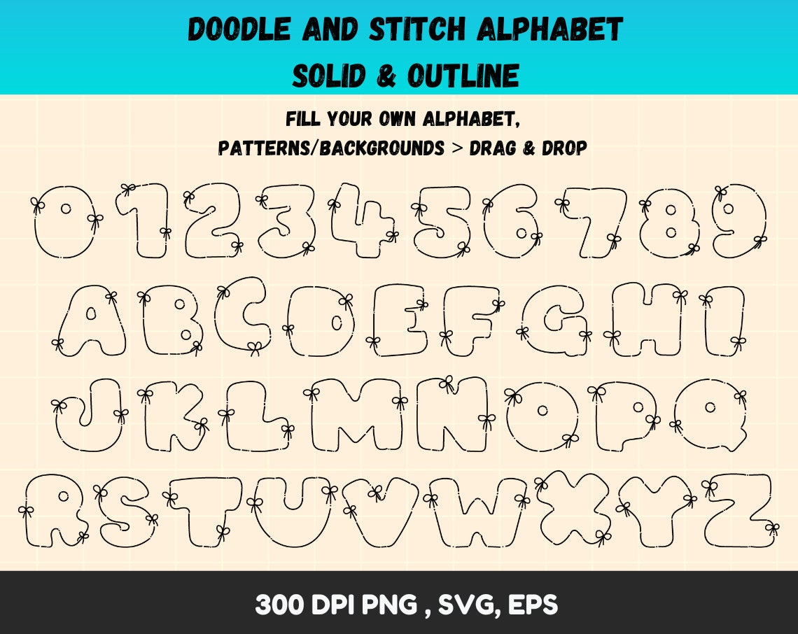 Blank Doodle Font Svg, Doodle Font Png, Doodle Alphabet Svg, Doodle ...