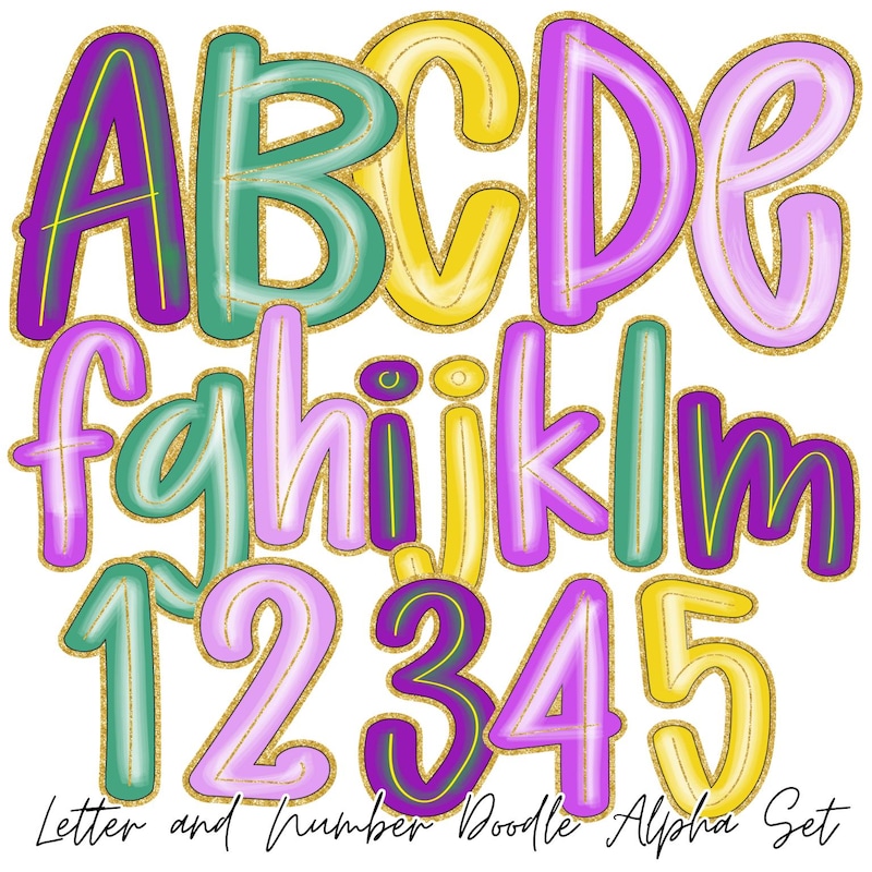 Mardi Gras Doodle Numbers - Etsy