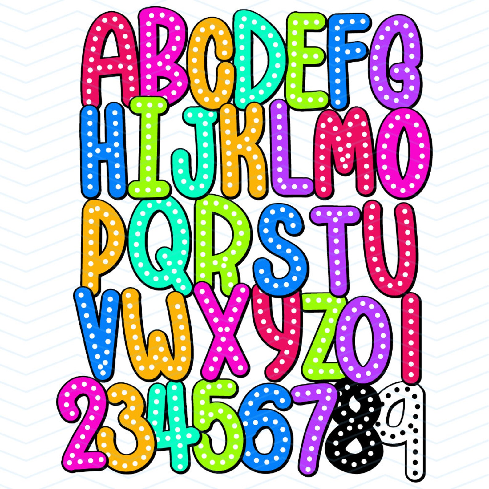 Bright Neon Letters Png, Dalmatian Alphabet Bundle, Polka Dot Alphabet ...