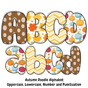 Thanksgiving Doodle Letters | Autumn Png Alphabet | Thanksgiving Font ...