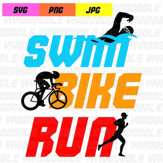 Swim Bike Run Triathlon Design PNG JPG SVG Digital Download | Etsy