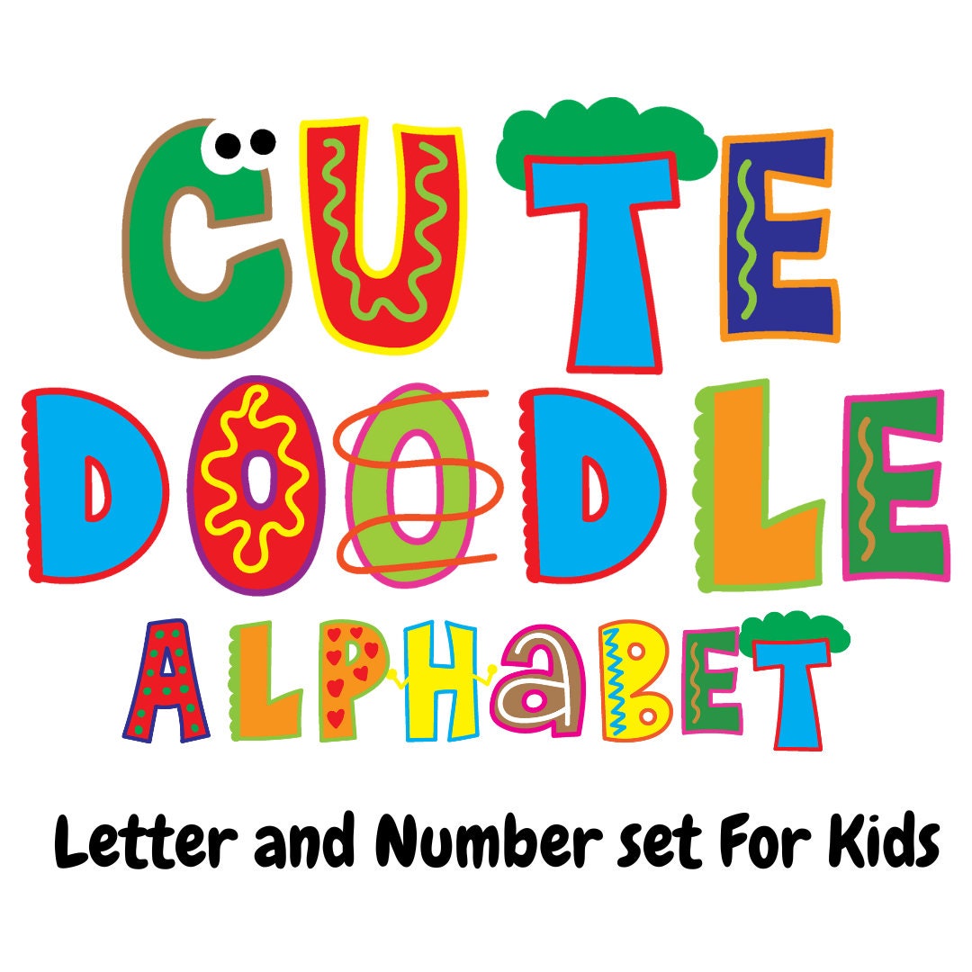 Kids Doodle Letters, Doodle Letters Png & Numbers Bright Colors ...