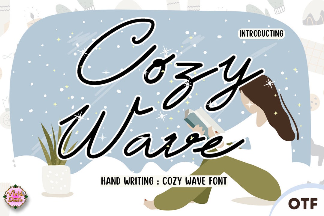Cozy Wave Font Procreate, Cute Fonts for Cricut, Font Bundle for Canva ...