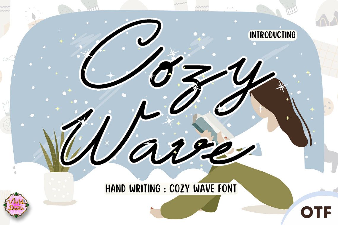 Cozy Wave Font Procreate, Cute Fonts for Cricut, Font Bundle for Canva ...