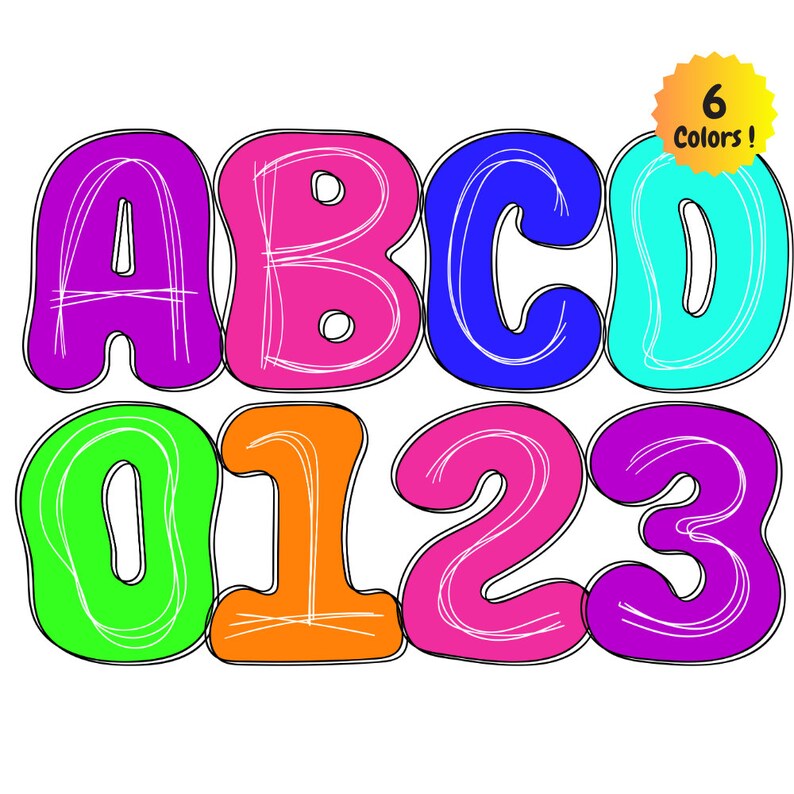 Neon Groovy Letters Png, Alpha Sets Bundle, Scribble Font Png, Bright ...