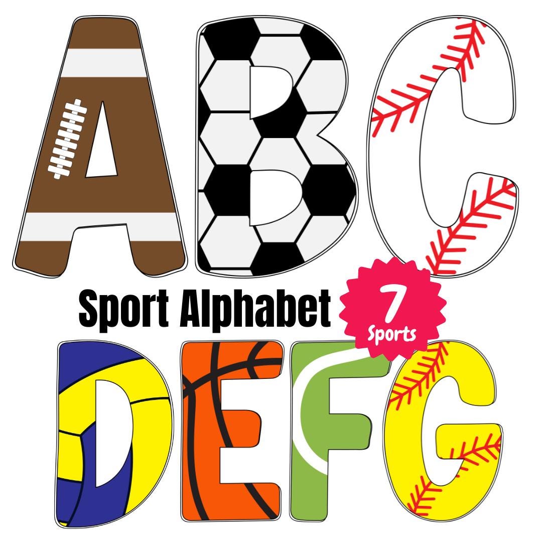Sport Alphabet Bundle | Sport Font Png | Baseball, Basketball, Football ...