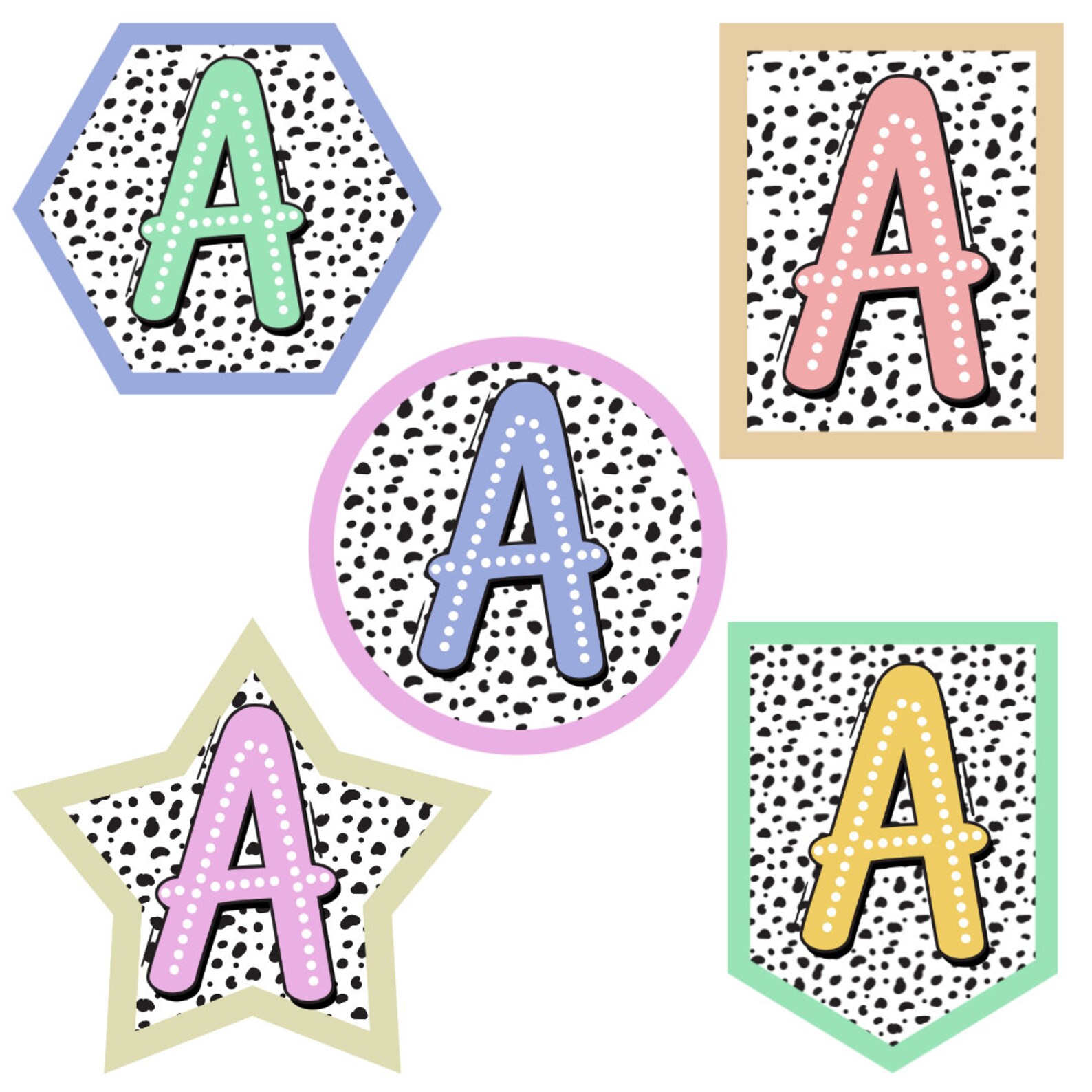 Bright Dalmatian Dot Pastel Classroom Bundle With Background Png ...