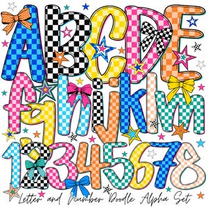 Retro Back to School Boys Alphabet | Doodle Alpha Checkered | First Day ...
