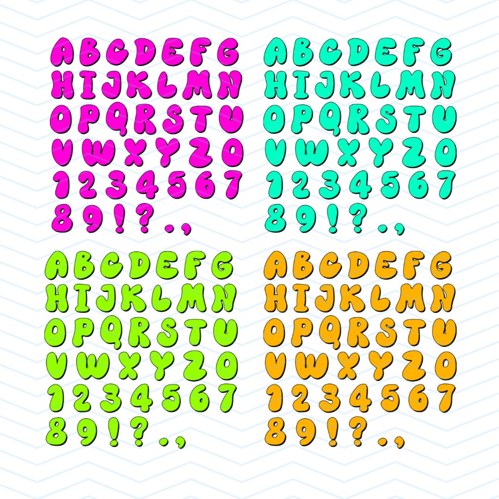 Cute Groovy Alphabet Png, Retro Letters Png, Bright Neon Color Palette ...