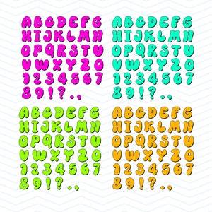 Cute Groovy Alphabet Png, Retro Letters Png, Bright Neon Color Palette ...
