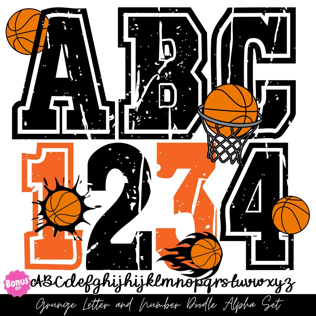 Basketball Varsity Distressed Alphabet | Sport Alphabet | Distressed ...
