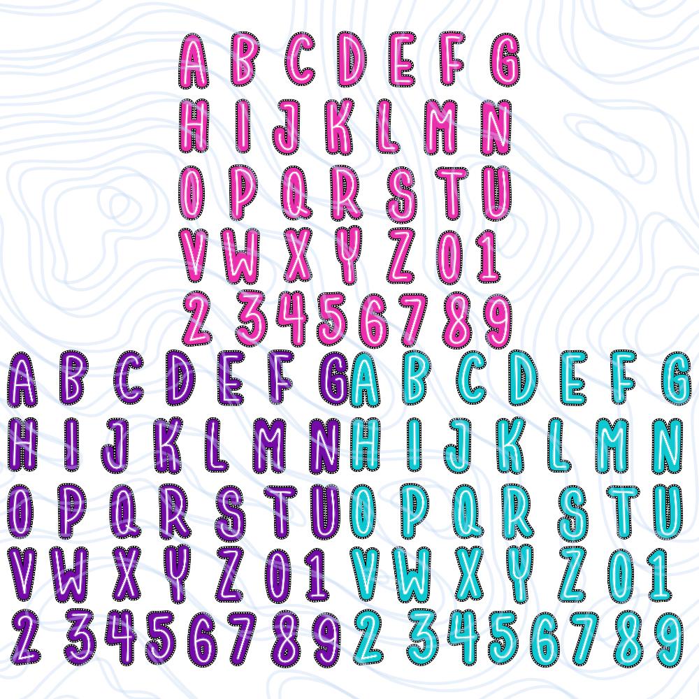 Neon Bulletin Board Doodle Letters: Kindergarten, Teacher, School, Neon ...