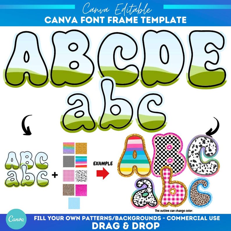 Retro Groovy Canva Frame Template Alphabet | Sublimation Design | Font ...