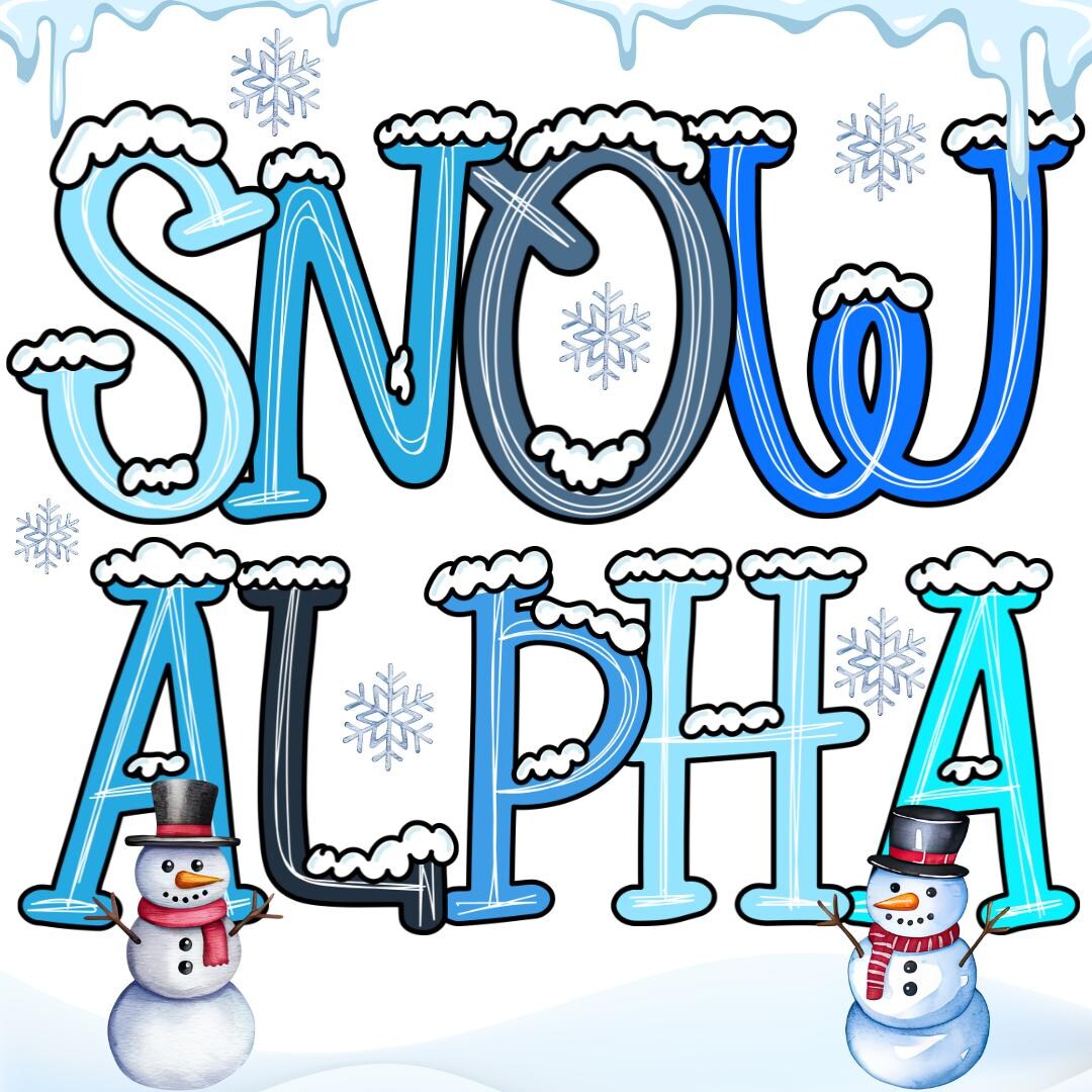 Snow Cap Alphabet Bundle , Winter Alphabet Clipart, Christmas Font Png ...