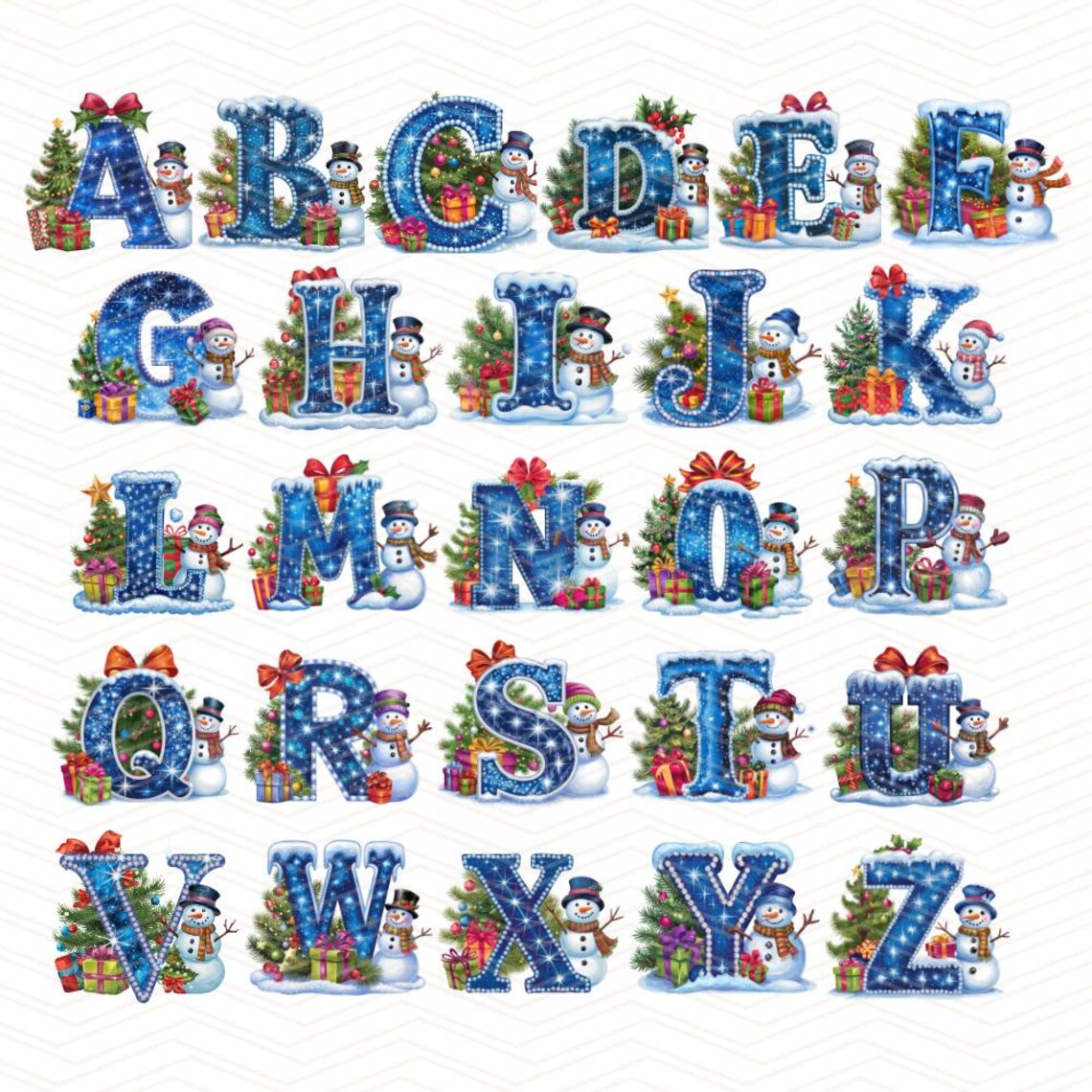 Snowman Alphabet Watercolor | Snowman Alphabet Letters | Christmas ...