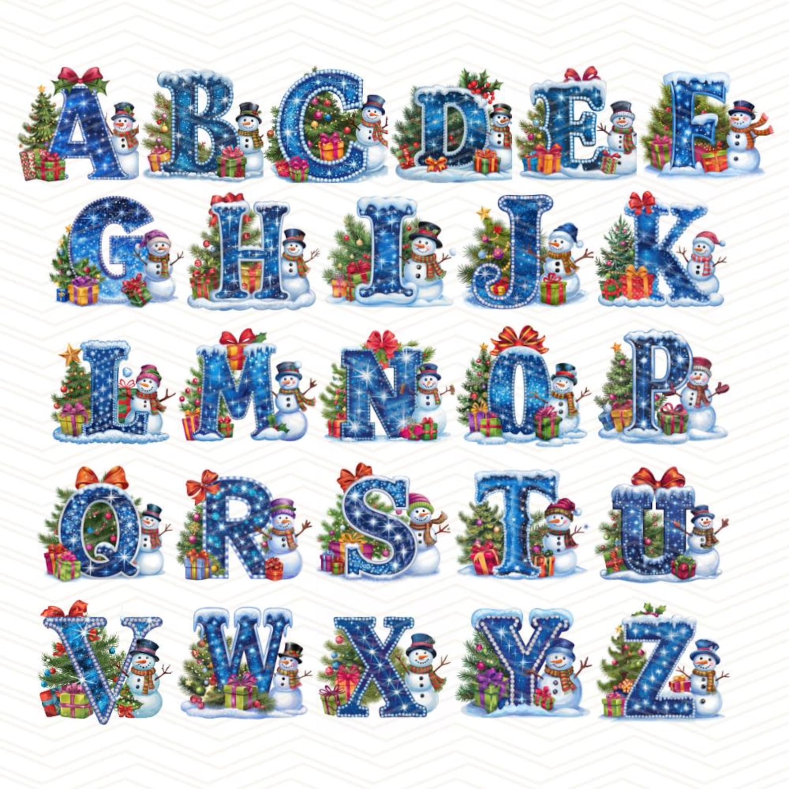 Snowman Alphabet Watercolor | Snowman Alphabet Letters | Christmas ...