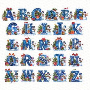 Snowman Alphabet Watercolor | Snowman Alphabet Letters | Christmas ...