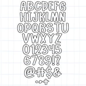 Dot and Scribble Black and White Doodle Alphabet , Letters Bulletin ...