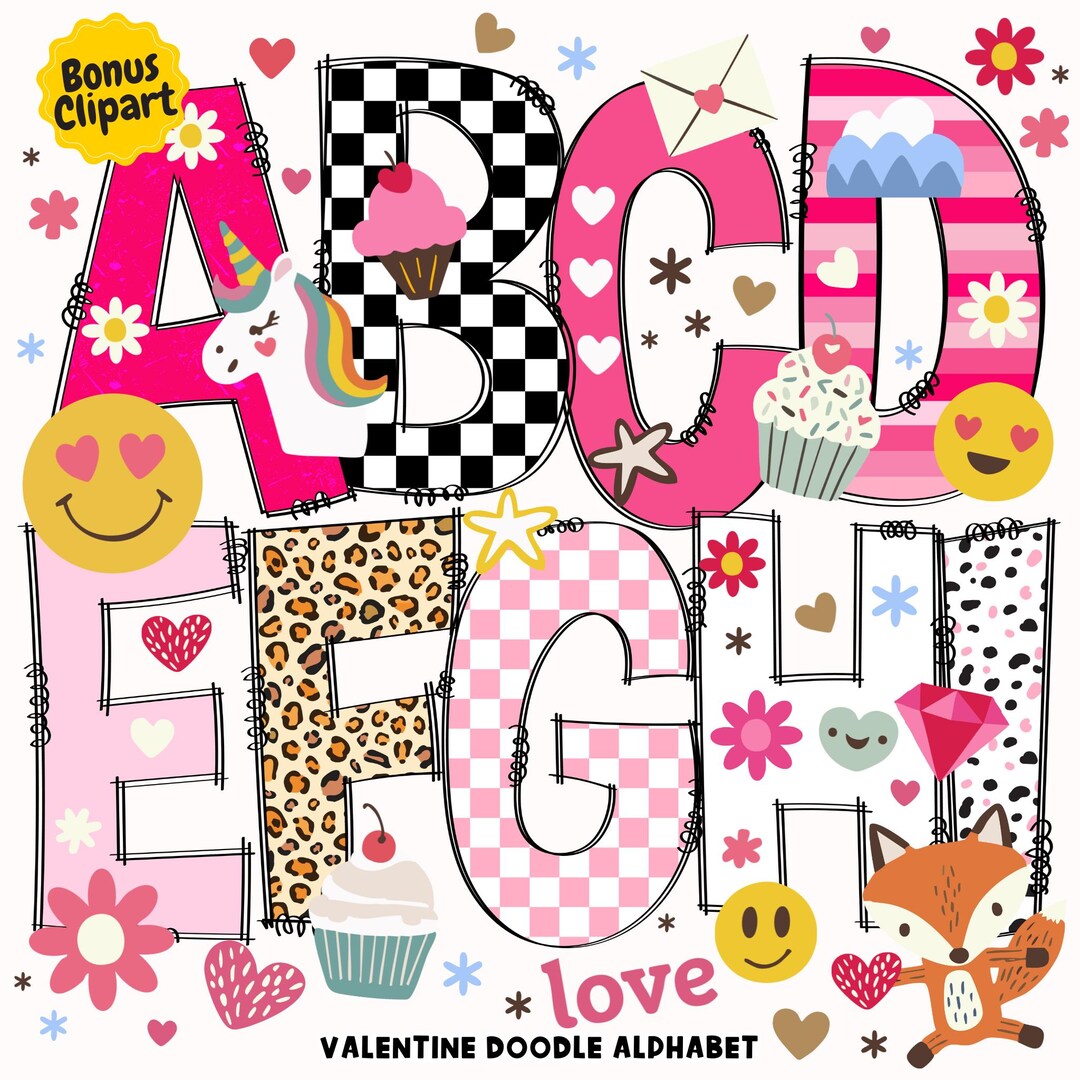 Valentine Day Alphabet Png | Christian Valentines Png | Retro Valentine ...