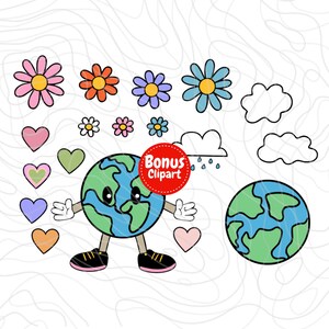 Earth Day Alphabet Letters Png | PNG Retro Letters | Groovy Alphabet ...