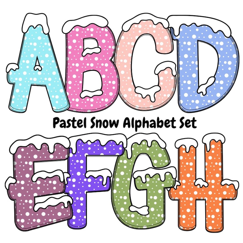 Christmas Alphabet Png, Snow Alphabet Bundle , Winter Alphabet Clipart ...