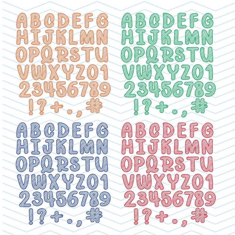 Kids Scribble Letters PNG, Kid School Font, Bright Doodle Alphabet ...