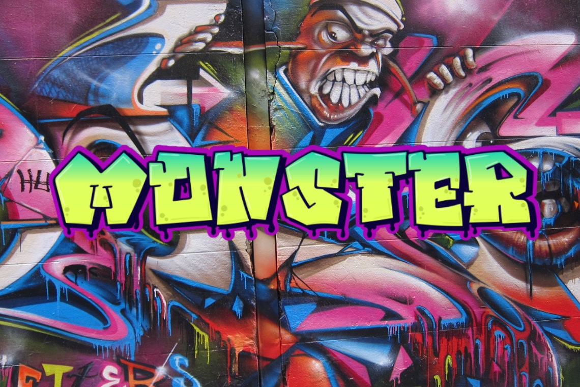 Monster Street Graffiti Alphabet Letters & Numbers PNG File Transparent ...