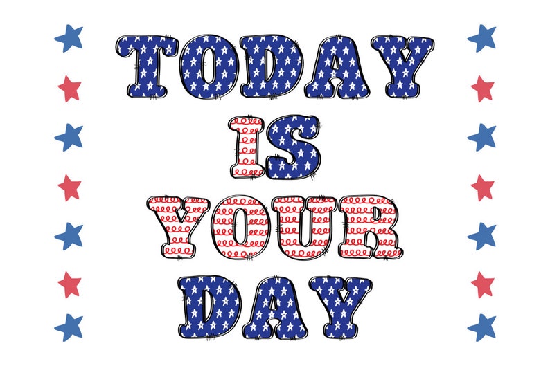 Patriot Font, Doodle Letters Png Bundle, USA Flag Doodle Letters, Hand ...