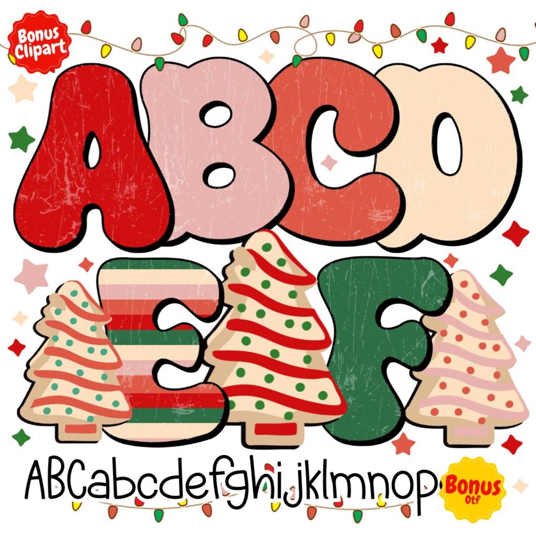Retro Christmas Letters Png, Christmas Tree Doodle Letters, Alphabet ...