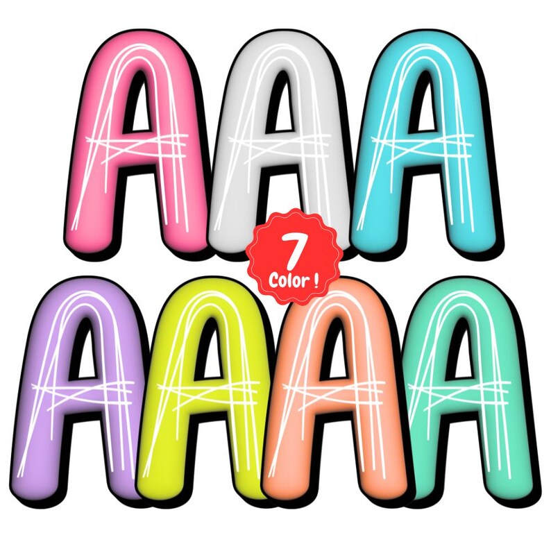 Neon Scribble Chubby 3D Inflated Puffy Neon Alphabet & Numbers: 3D ...