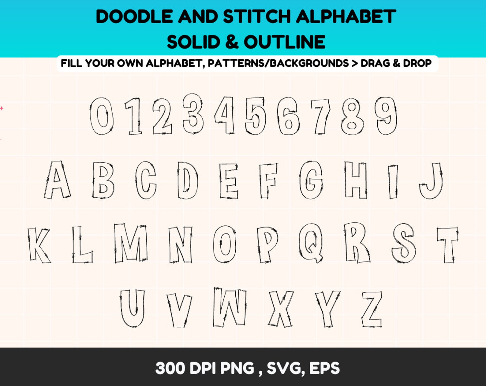Blank Transparent Doodle Letters,doodle Alphabet Svg Instant Download ...